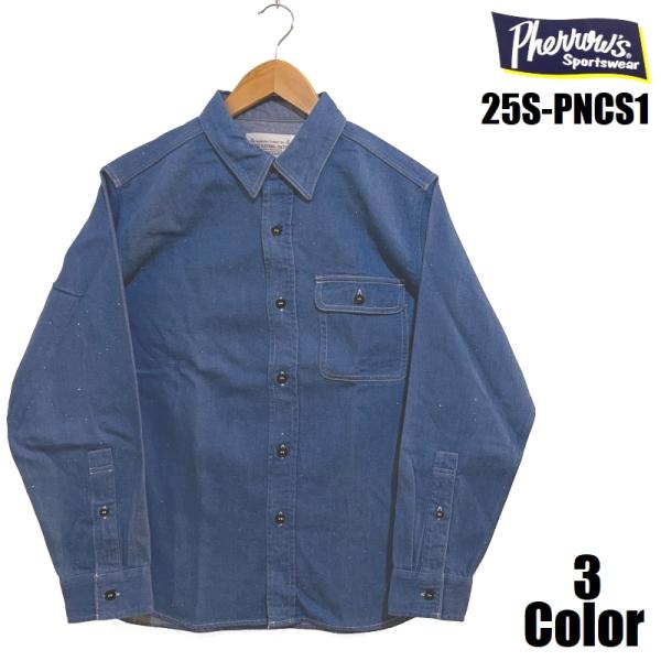 ■ＳＰＥＣＳブランド：Pherrow's フェローズ商品名：'U.S.NAVY'コットンリネンデニムシャツ商品番号：25S-PNCS1取扱サイズ：M (38)　L (40)　XL (42)カラー：Sax Indigo Natural材質：コ...