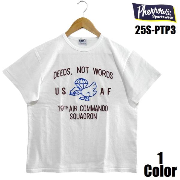 ■ＳＰＥＣＳブランド：Pherrow's フェローズ商品名：'USAF'刺繍Ｔシャツ商品番号：25S-PTP3取扱サイズ：S (36)　M (38)　L (40)　XL (42)カラー：White材質：綿100% MADE IN JAPAN...