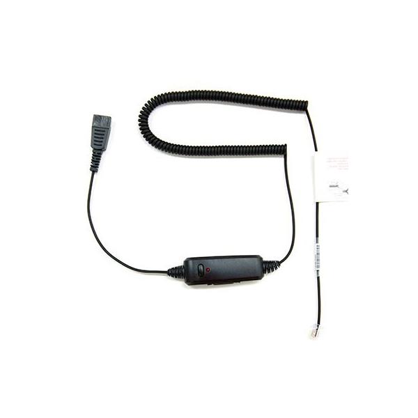 電話機への適合機能が付いた、電話機接続用ヘッドセットケーブルです。