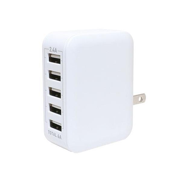 【発売日：2023年02月28日】■5ポート合計最大出力6A出力■スマートIC搭載で効率よく充電可能■コンパクト軽量設計■隣のポートをふさがない薄型設計■各端子の出力を2.4Aまでに制御