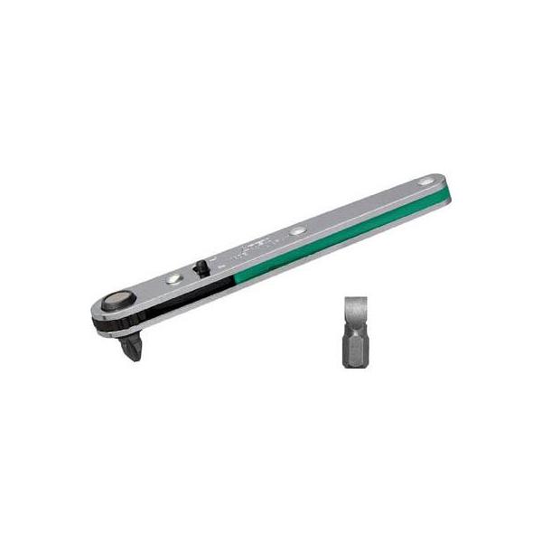 ■ヘッド幅21mmの超薄型です。■超薄型ヘッドのラチェット機構採用で、より狭い場所での作業に便利です。■マグネット式チャッキングでビットの着脱が簡単にできます。■超短ビット(全長19mm)採用です。