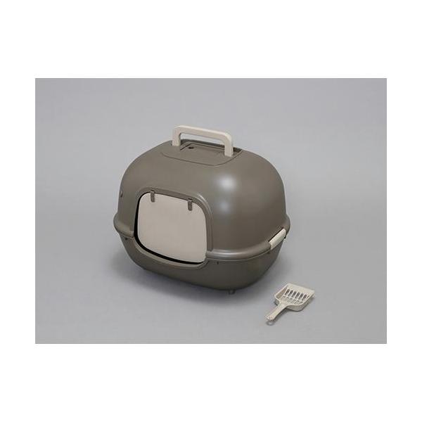 ■コンパクトサイズでケージの中にぴったり置ける猫トイレです。横漏れ防止構造で、おしっこが壁面をつたって外に漏れるのを防止します。トイレの内側にスコップを収納できるので、見た目もすっきりします。臭いが広がりにくい扉付きフルカバー、脱臭剤が入れ...