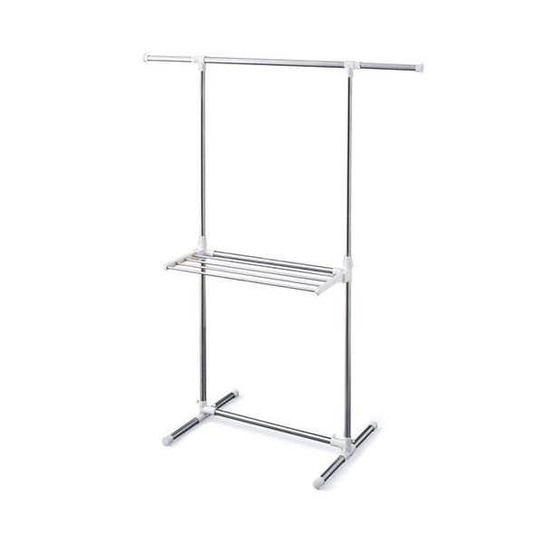 ■工具不要で、はめこむだけで簡単に組み立てができる物干しです。■ステンレス巻きスチールパイプを採用しているので、丈夫でサビに強く安心してお使いいただけます。■ワンピースやズボンなどの長物も干せます。