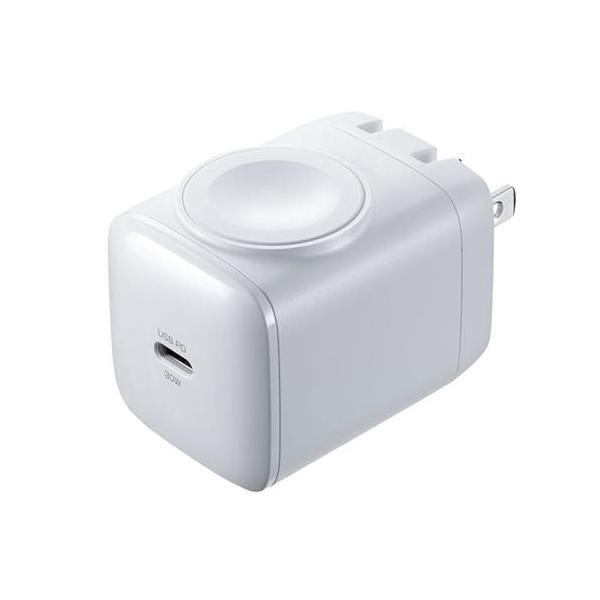 ■iPhoneやiPad、AirPodsなどのUSB Type-Cポートを使って充電する機器とApple Watchを1つの充電器で同時に充電できる、Apple Watch磁気充電モジュール一体型のAC充電器です。■Apple Watch磁...