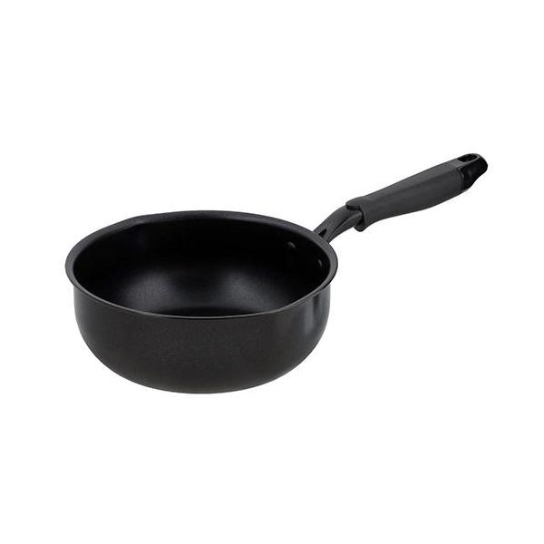 ■内面フッ素加工なのでこびりつきにくい。■一度にたっぷり調理できる大容量。■吹きこぼれにくいので、弱火〜中火でじっくり調理。■深さがあるから、こぼれにくい・飛び散りにくい。■角の丸い金属ヘラOK。
