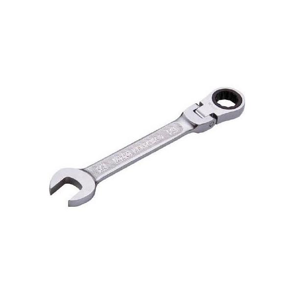 ■ラチェットめがね部の振れ角は片側約90°あり、作業性に優れています。■送り角度5°(8mmは除く)で、狭い場所でのスムーズな連続作業ができます。■ラチェットめがね部は本締めが可能です。