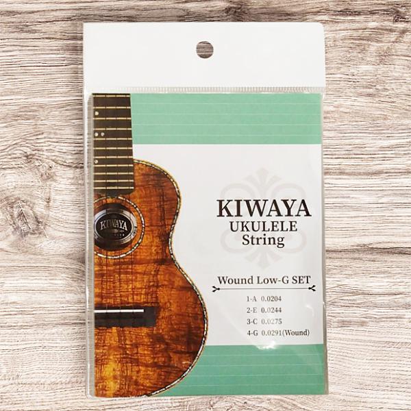 ■キワヤのLow-G巻弦付の4本セットです。１〜３弦はフロロで４弦は低いキーのGに合わせる金属の巻弦です。最初に張っているフロロやナイロンなどの4弦よりも若干太めですが、そのままで張替えが大丈夫な場合と、ブリッジ構造やナット幅によっては若干...