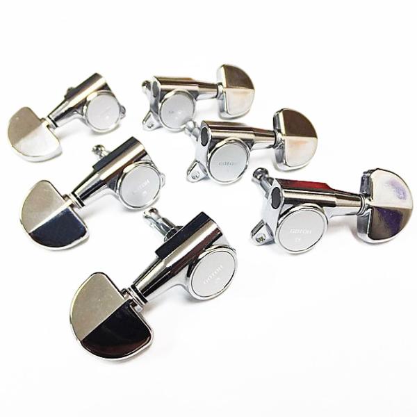 【信頼のゴトーペグ】安定したチューニングと耐久性で、日本はもとより世界のギターブランドで採用される信頼のブランドです。SG381はレスポールやアコギに使用されるギターペグです。右側3個、左側3個の6個セット。ギア比　1:16カラー　クローム...