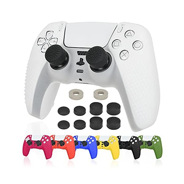 ・ホワイト  ・・Color:ホワイト・【対応機種】：Playstation5 DualSense に対応しているコントローラーシリコン保護カバーです。シリコン素材になるのでキズ・汚れからしっかり保護できます。・【滑り止めグリップで操作性U...