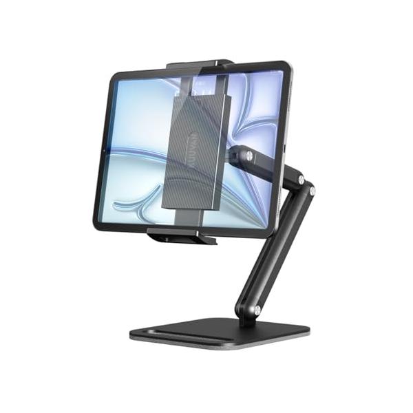 ブラック/-/KVZJ-09-BK・【安定性抜群・耐荷重2.0kg】 高品質なアルミ合金と炭素鋼を採用し、二段アームと四軸構造で角度や高さを自由に調整可能。重量約700gで、付属の六角レンチで関節を締めれば最大2.0kgまで対応し、機器を載...