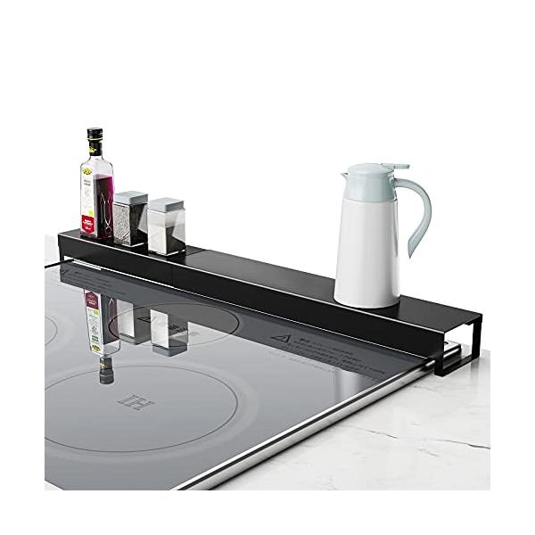 モダン・ブラック  WP188-X・・Color:ブラック・排気口保護：コンロ奥ラックを排気口の上方に置くだけで、飛散の油と調理の汚れを防げます。滑り止めパッド追加。・耐用材質：耐荷重10kg、 (粉体塗装) 変形しにくいの0.7ｍｍの厚さ...