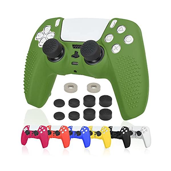 ・グリーン  ・・Color:グリーン・【対応機種】：Playstation5 DualSense に対応しているコントローラーシリコン保護カバーです。シリコン素材になるのでキズ・汚れからしっかり保護できます。・【滑り止めグリップで操作性U...