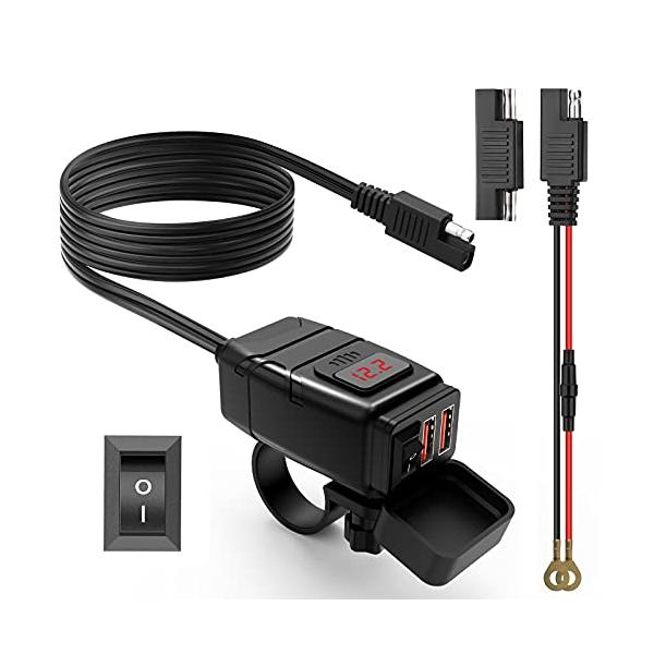 ・ブラック  ・【乗りに寒さ対策！！！】弊社のバイク用ハンドルヒーターB0BFHMKSYNは、弊社のバイク用充電器と完全にマッチしています。寒冷地用のバイク用ハンドグリップヒーターです。・【2つのUSB QC3.0超高速充電 &amp; 電...