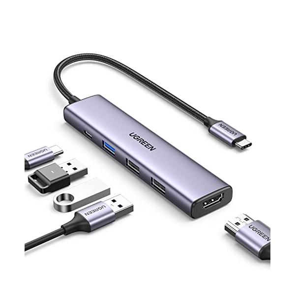・  15495・『スリム&amp;多数のポートを同時に使用』：スリムで洗練されたUSB Cハブは、HDMIポートと1つのUSB 3.0、2つのUSB 2.0ポート、1つのPD充電ポートをを備えた5ポートマルチポートアダプターで瞬時に拡張し...