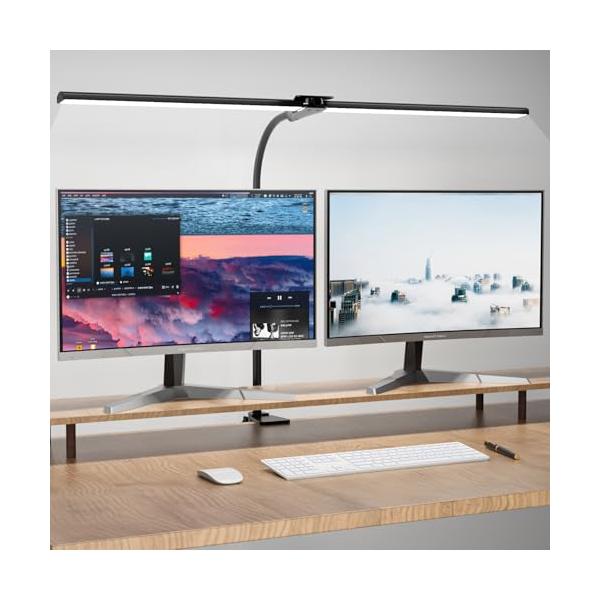 モダンブラック/80cm/WBE038-80・Color:ブラック・パッケージ個数:1・【ダブル光源・1800lm超高輝度・広い照射面積】LED卓上ライト全光束は1800lm、ダブル光源、０°~180°角度調整可、光源幅約40cm、ダブル光...