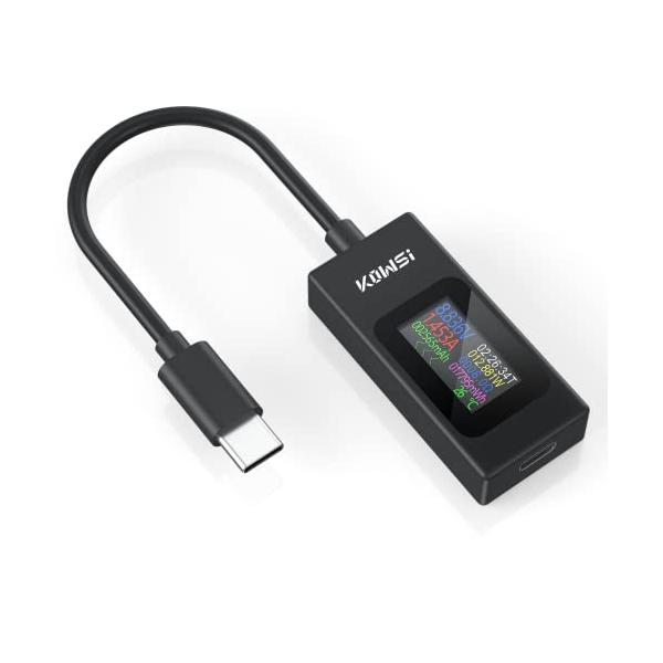 多機能双方向・黒  ・【Type-C電流電圧チェッカー】Type-C機器の電流、電圧、容量、電力、温度、通電方向、通電時間を簡単にチェックする装置です。・【電流双方向対応】Type-Cオス・メスどちらにも電源（ホスト）の接続が可能な双方向入...