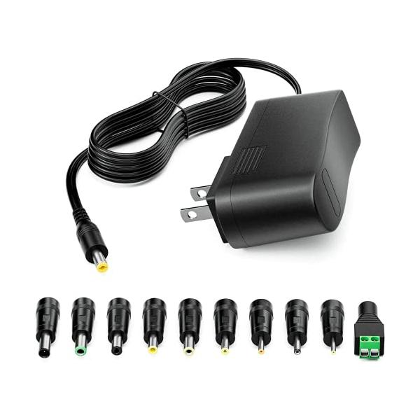 ・ブラック  ・「12V 1Aパワー」入力：AC 100V-240V 50/60Hz。出力：12V、1A「1000mA」最大：12W。 ユニバーサルアダプター、0.5A 1Aデバイスと互換性があり、12W 1A以内のさまざまな低電力デバイス...