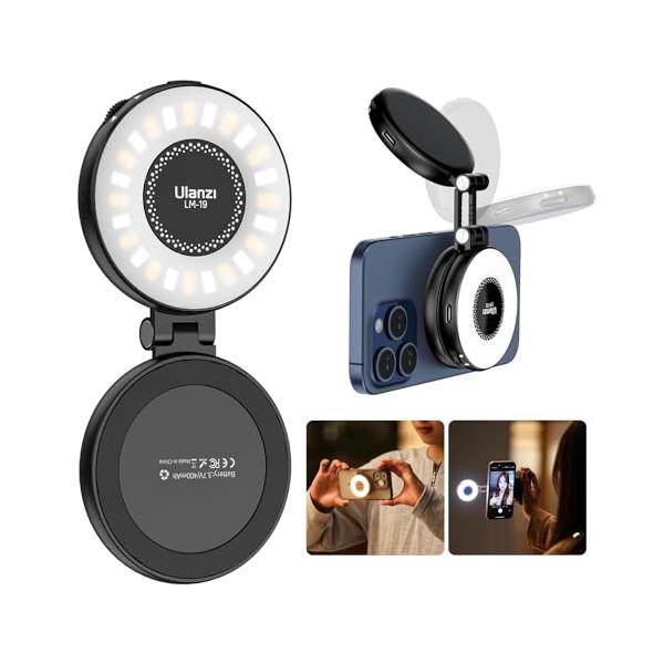 ブラック/-/-・Color:ブラック・【MagSafe用 撮影用ライト】Ulanzi LM19 リングライトは2024最新のマグネット設計を採用し、置くだけで片手でわずか1秒で着脱可能で取り付けや取り外しが簡単に出来ます。iPhone 1...