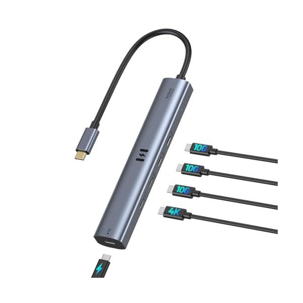 グレー/5in1（1つのポートが映像出力対応）/-・Size:5in1（1つのポートが映像出力対応）・【5-in-1 マルチポートUSB-Cハブ】：Selore USB-Cハブは、4K@60Hz対応のディスプレイポート、3つの10Gbps ...