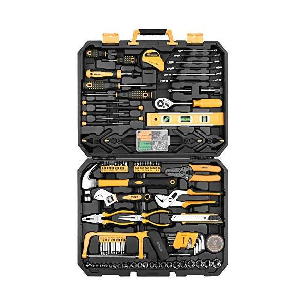 ・ 168点組 ・【驚くほどの工具セット】ホームツールセットは使用頻度の高い168点セットをワンセットに揃えるし、人間工学に基づいた設計も採用するし、使い勝手がとても良いです。詳しいセット内容は画像または下記の内容をご覧ください。・【耐久性...