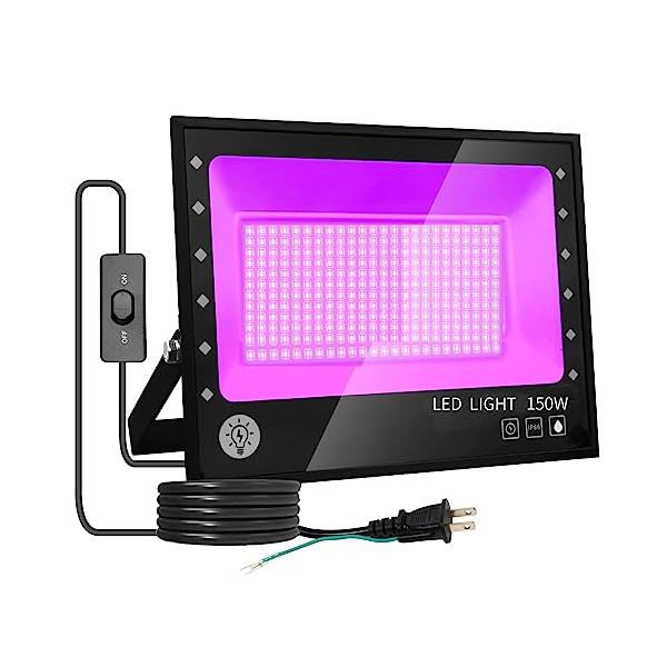 防水・150W 150W AR-UV1-150W・・Size:150W・【最新版紫外線ブラックライト】150W紫外線投光器は288個高輝度なUV-LEDチップ採用して、98％高透光率の強化ガラスと150°までの発光角度で、ブラックライトはピ...