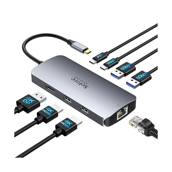 -/8 in 1 2HDMI＋DP＋LAN/-・Size:8 in 1 2HDMI＋DP＋LAN・【8in1 USB C ドッキングステーション】この多機能ドッキングステーション hdmi 2つは2×4K HDMIポート(4K@60Hz)、...