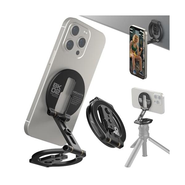 メタリック/-/BK02・【両面マグネッ?ホルダー 】このセルフィースタンド、ーは、革新的なデュアルサイドマグネットシステムを搭載しています。各マグネットリングには強力なN52マグネットが使用されており、スマートフォンとスタンドの間の安定し...