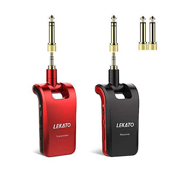 ・黒赤  ・・Color:黒赤・【ステレオサウンド】 ワイヤレスギターシステムはステレオミュージカルパッシブピックアップ楽器をサポートしています。 電子ドラム、パッシブピックアップギター、ベースなどの電気音響楽器に適したデュアルチャンネルサ...