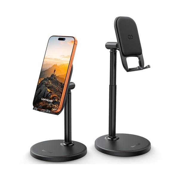 ブラック/ブラック/STDP06-JP-BK・Color:ブラック・【高さ調整可能】最大27.5cm高さに調節でき、好きな位置でちゃんと固定できます。スマホ操作の時もうつむかずに自分の目線まで高さを調節しているので、特にデスクトップと一緒に...