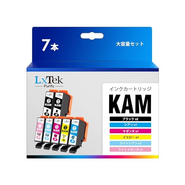 EP-881AB EP-881AN インク・KAM-6CL 増量ブラック カメ シアン マゼンタ イエロー ライトシアン ライトマゼンタ KAM 7P EP-881AB EP-881AN インク・【セット内容】LxTek Purify エプ...