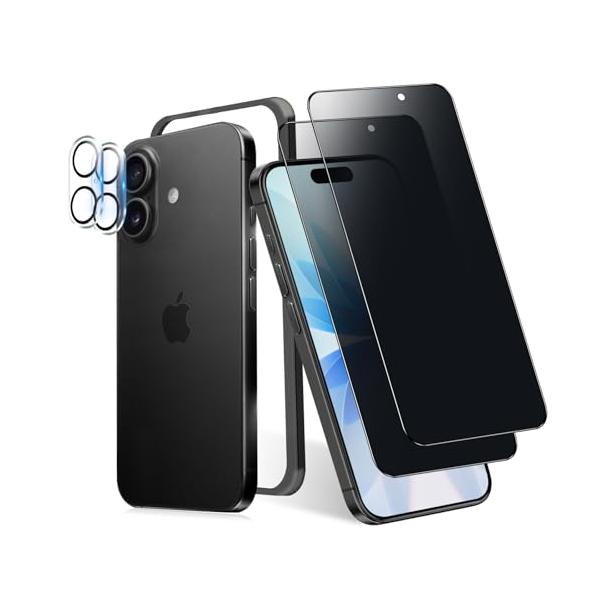 180°覗き見防止-/iPhone 17 用/-・Size:iPhone 17 用Style:180°覗き見防止・【専用設計】 iPhone17（6.3インチ）専用。【パッケージ内容】 iPhone17用の覗き見防止ガラスフィルム（黒縁あり...