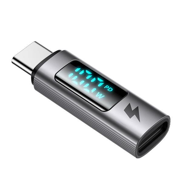 【USB-C to USB-C 出力スクリーン表示 変換アダプタ】：出力キャッチャー。差し込むだけで出力がわかります。出力スクリーン表示 Type-C to Type-C 充電変換アダプタです。充電出力、リアルタイムに表示。100W高出力、...