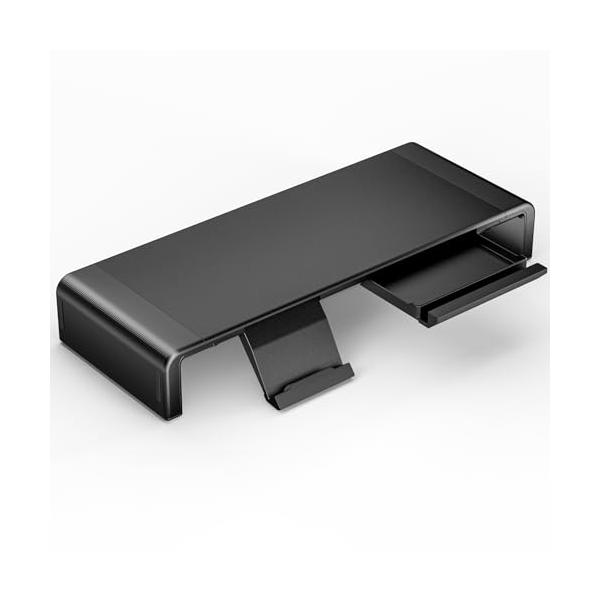 ブラック/-/-・Color:ブラック・三段階の幅調整可能：モニター台をご自身の好みとデスクの広さに合わせて、横幅を三段階（420mm、470mm、520mm）に調節できます。さまざまなモニターをサポートできます。・人間工学を追求：モニター...