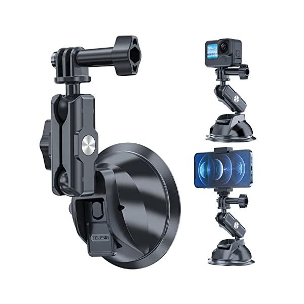 ・ カエル型吸盤 ・吸盤式設計：車のフロントガラスや窓、屋外の街路ガラス、タイルの場所、デスクトップ、白い壁（コンクリートの壁ではない）などの滑らかな表面に吸着できます。・互換性：本品はGoPro Max Hero12 11 10 9 8 ...