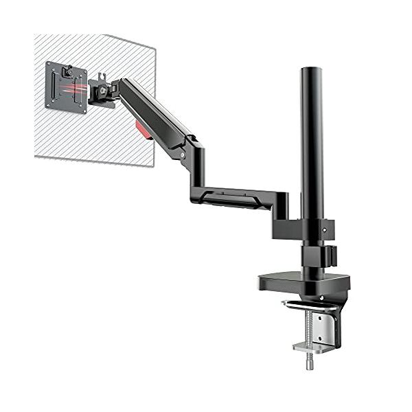 ブラック/-/-・【角度調節】人間工学に基づいて、多角度調節可能な可動式アームと設計されます。(1)VESAプレートは左右180度、上下135度（仰向き90度ー下向き45度）調節可能で、360度回転にも対応できます。画面の角度を自由に縦・横...