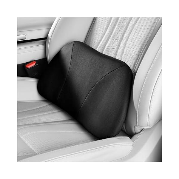 黒（くろ）/車用腰サポート 1 個入り/suede Lumbar pillow・Color:黒（くろ）・POKSRI 腰サポートクッション 1点｜超極細ファイバースエード＆低反発メモリーフォーム採用｜39×22cm・独自開発の3D立体設計｜...