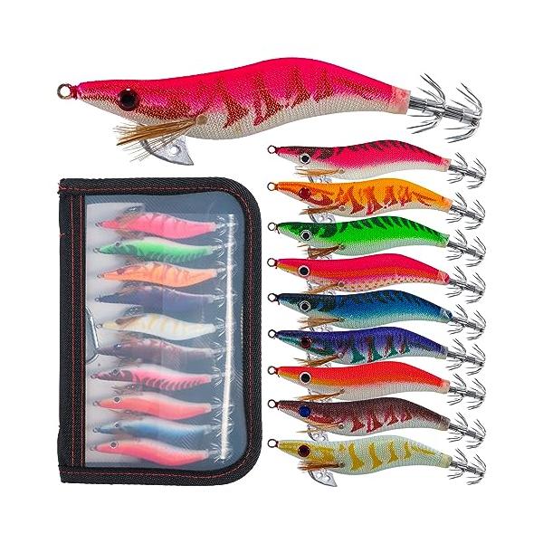 ・Cセット（10色） 3.5号 ・・Color:Cセット（10色）Size:3.5号・【仕様】3.5号??10本エギ セット+エギング ケース＋カラビナフック付 【カラー】：画像参照10種類の多彩なカラーバリエーショ 【日夜皆用】ナイト、デ...