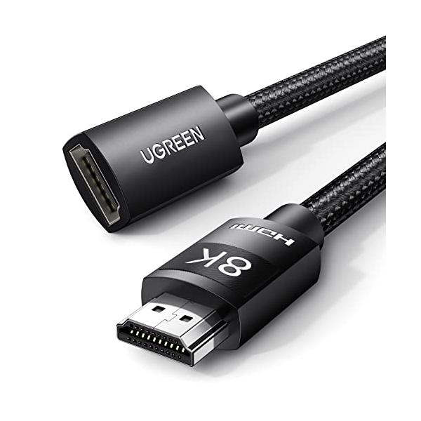 ・  40400・・DisplayLength:0.5 メートル・【8K HDMI延長ケーブル】UGREEN HDMI延長ケーブルは、最大7680 x 4320の解像度、最大8K@60Hz、4K@120Hz 144Hz、最大48Gbpsの伝...