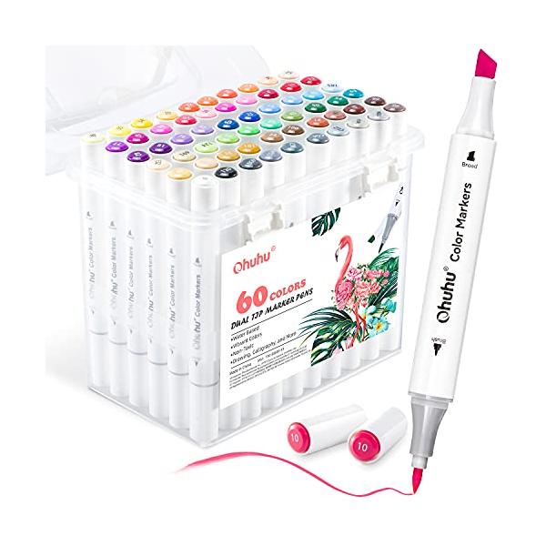 JPセット・【楽しく使える水性マーカー60本セット】豊富なカラーと鮮やかな発色が魅力の水性マーカーペン。(基本色59本+ブレンダーペン1本)キャップには色番号が印字されており、使いたい色をひと目で見つけることができます。・【筆・太字の両用デ...