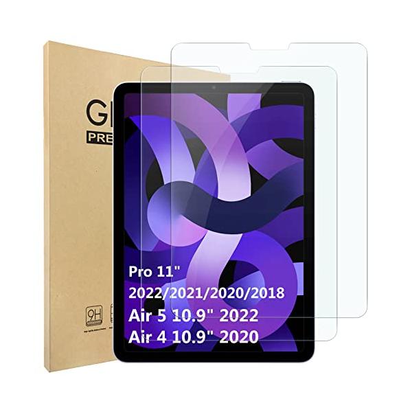 クリア/-/21APIP109-2T・パッケージ個数:1・2枚セット：iPad Air 5/Air 4 10.9インチ / Pro 11 2022/2021/2020/2018 対応 ガラスフィルム。スマホケースと干渉しないように専用設計さ...