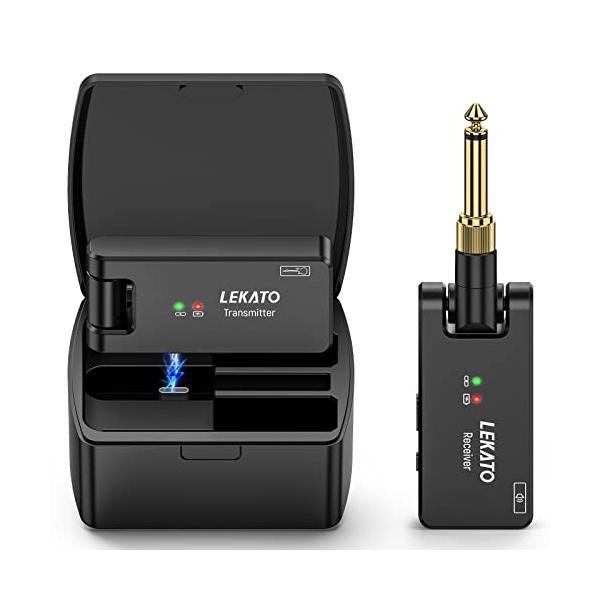 【LEKATO ギターワイヤレス】高品質の24ビット48KHzオーディオブロードキャストを備えたワイヤレスギターシステム。真にダイナミックなパフォーマンスのためにステージを自由に歩き回ることができます。・【幅広い用途】190°回転可能なプラ...