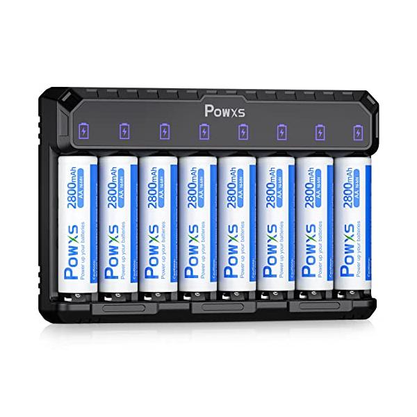 ・ 単三電池+充電器セット CDMYC8009BPW・・Size:単三電池+充電器セット・【幅広い互換性＆独立充電】POWXS 電池充電器は1.2V ニッケル水素電池（単3、単4）、1.5V リチウム電池（単3、単4）を1本から８本まで自由...