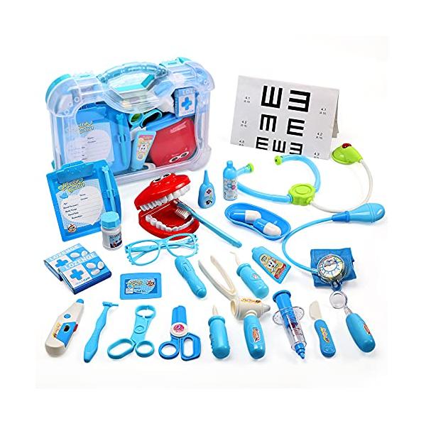 ・  RX-601A・・Edition:30・【子供に優しいデザイン】このドクターセットは、滑らかで丸い縁の高品質のプラスチックでできています。このおもちゃを使用するとき、子供の安全は保証されています。医者のごっこプレイゲームや教育目的に最...
