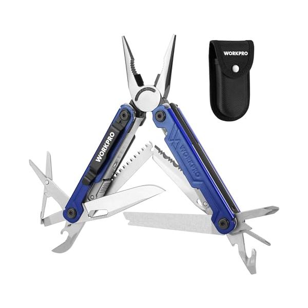 ・  W000330・【18-in-1多機能】18-in-1多機能ペンチにラジオペンチ、プライヤ、ソフトワイヤカッター、ハードワイヤカッター、ハサミ、鋸、プラスドライバー、ワイヤーストリッパー、缶切り、マイナスドライバー(小）、ヤスリ、紐カ...