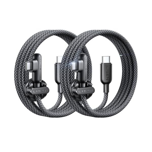 シンプルさブラック/2 メートル/-・Size:2 メートル・【100W高速充電とPD3.1 Emarkチップ】LISEN 100W USB C ケーブル L字は、記録的な時間であなたのデバイスを充電するために前例のないパワーを提供します。...