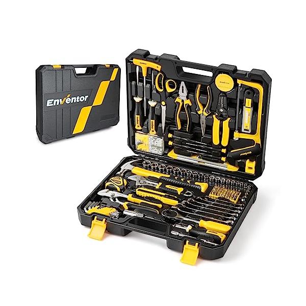 280個セット/-/-・Color:280個セット・パッケージ個数:1・【家庭用工具セット】Enventorホームツールセットは使用頻度の高い220点セットが含まれています、家具の組立や機械などの修理、DIYに加え専用工具を要しない自動車整...