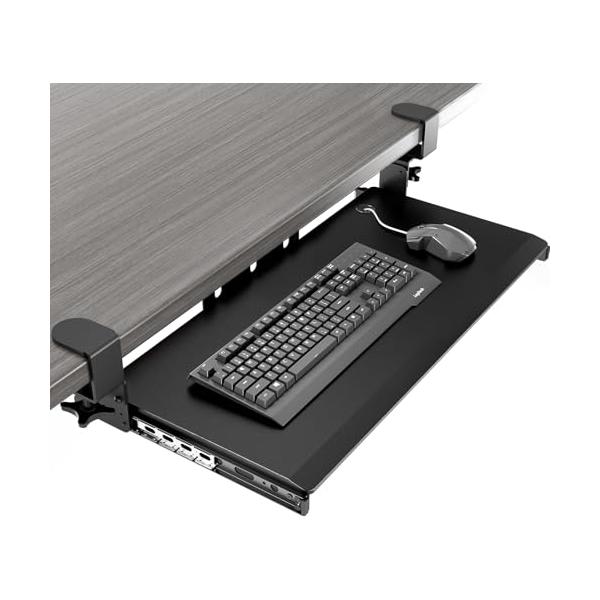 ブラック/680mm/AX01WB01・Color:ブラックSize:680mm・パッケージ個数:1・【デスクスペースを節約】この69.3cm(クランプを含むと82.55cm)×21.1cmのデスク下キーボードトレイは、キーボード、マウス、...
