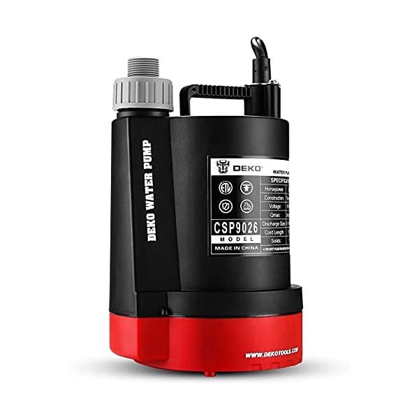 排水水中・【強力な汚水ポンプ】DEKO家庭用水中ポンプはプロ仕様の300W強力モーターを採用し、最大吐出量は9275L/H、最大揚程は8.5mに達し、素早く排水できます。また、また、排水ポンプは3mmまでの汚れものを通過できるので、汚水ポン...