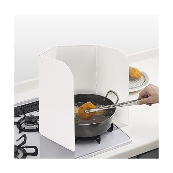 ・(1)ホワイト  DYB-B01・・Color:(1)ホワイト・「油ハネを防ぐ4面式」■サイズ /真っ直ぐ広げた時:(約)幅73×奥行0.3×高さ32cm　折りたたんだ時:(約)幅18×奥行1.1×32cm　■材質 /本体:スチール・(表...