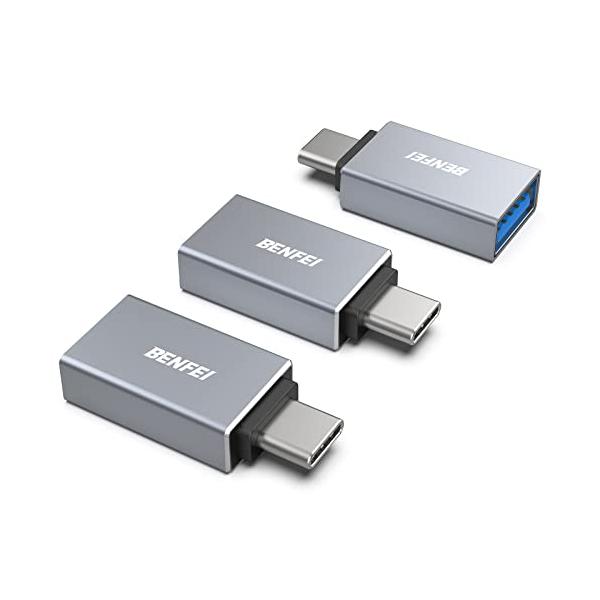・グレー 3 PACK 000191grey・・Color:グレー・コンパクト設計 - コンパクト設計のポータブル Benfei USB-C オス - USB 3.0 メス アダプタは、USB-C ポートを備えたコンピュータ、デスクトップ、...